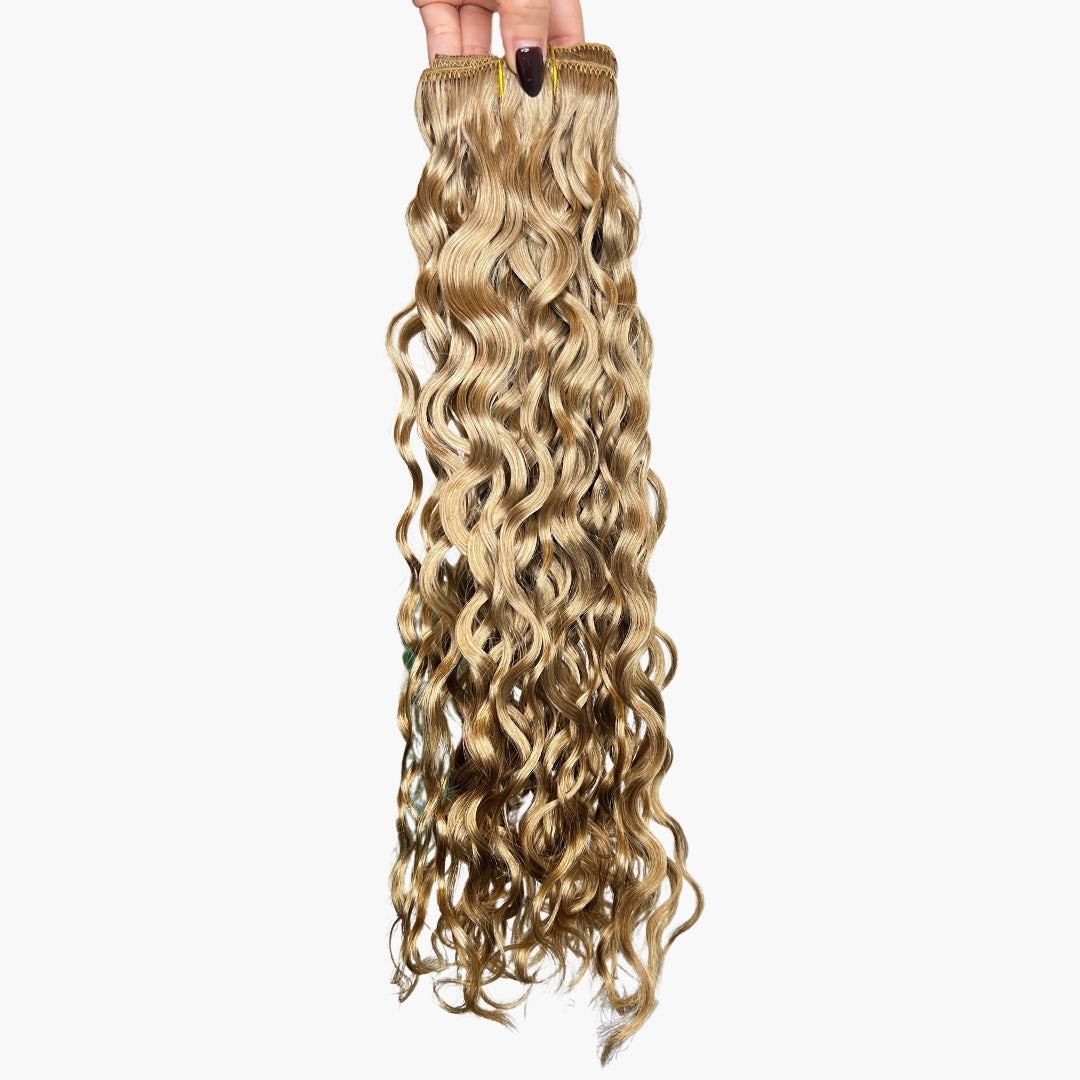 Wavy Curly Ash Golden Blonde Clip-In Extensions by Curly Heaven™